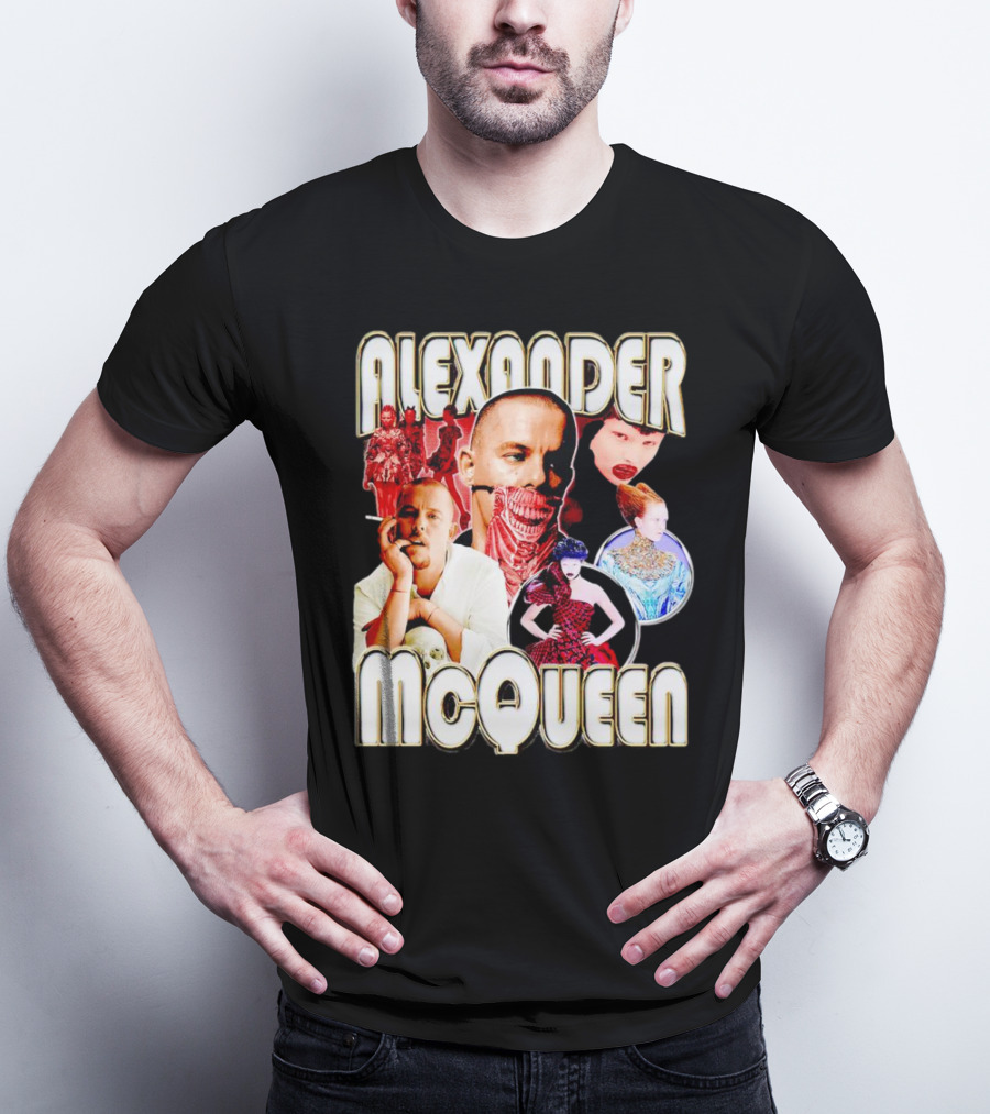 Alexander McQueen Fashion Iconography And Portrait Collage T-Shirt