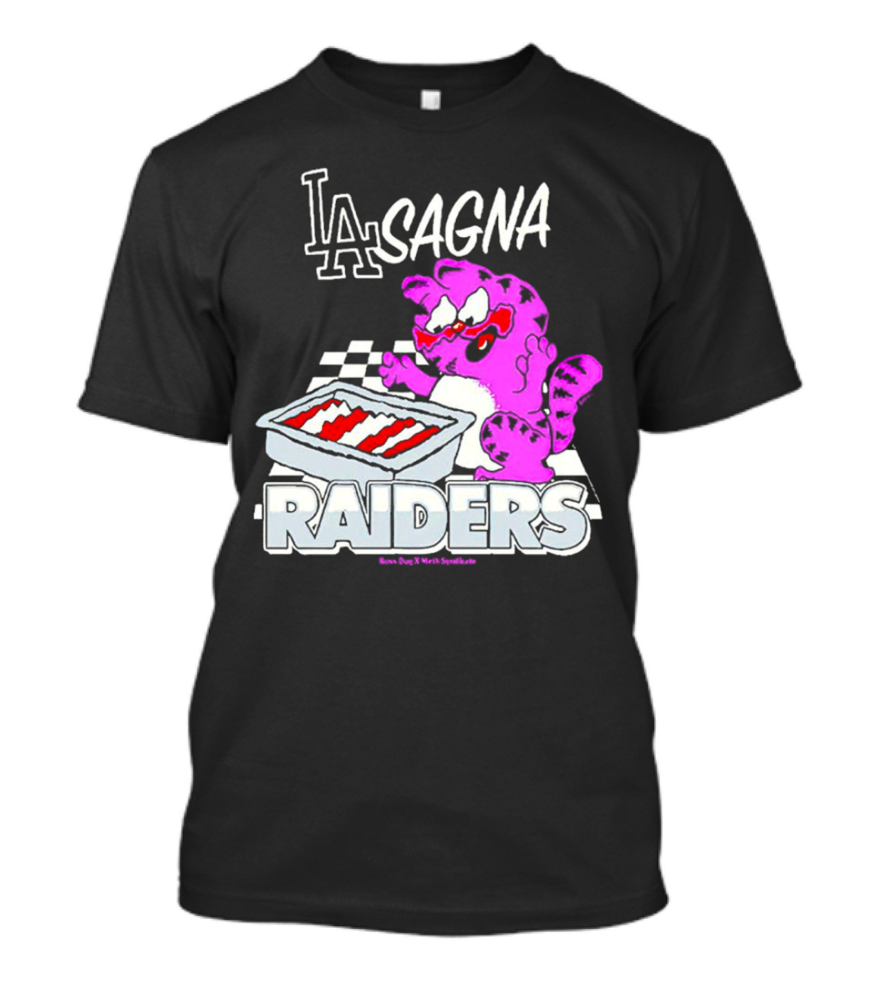 Garfield Lasagna Raiders LA Pink Cat Northumberland T-Shirt