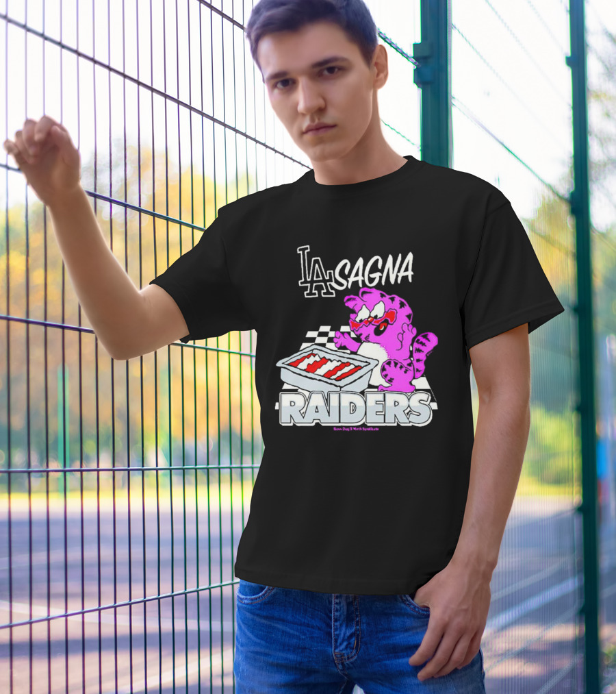 Garfield Lasagna Raiders LA Pink Cat Northumberland T-Shirt