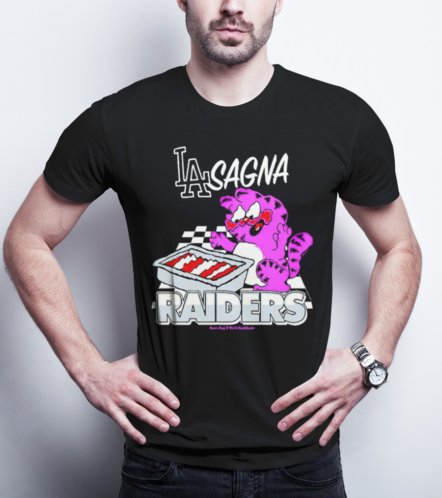 Garfield Lasagna Raiders LA Pink Cat Northumberland T-Shirt