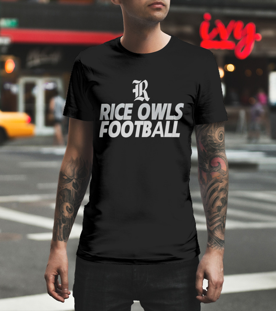 Rice Owls Football Logo With Stylized R T-Shirt