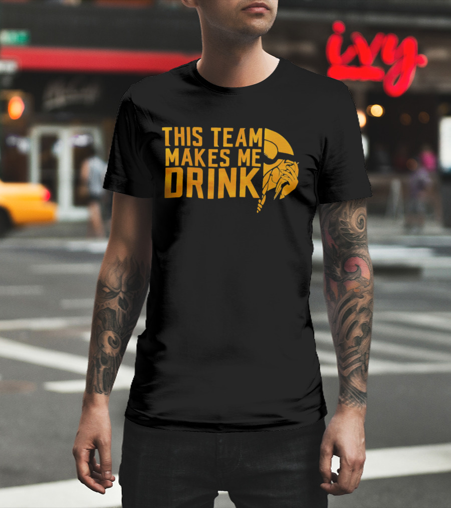 Minnesota Vikings This Team Makes Me Drink Viking Helmet T-Shirt