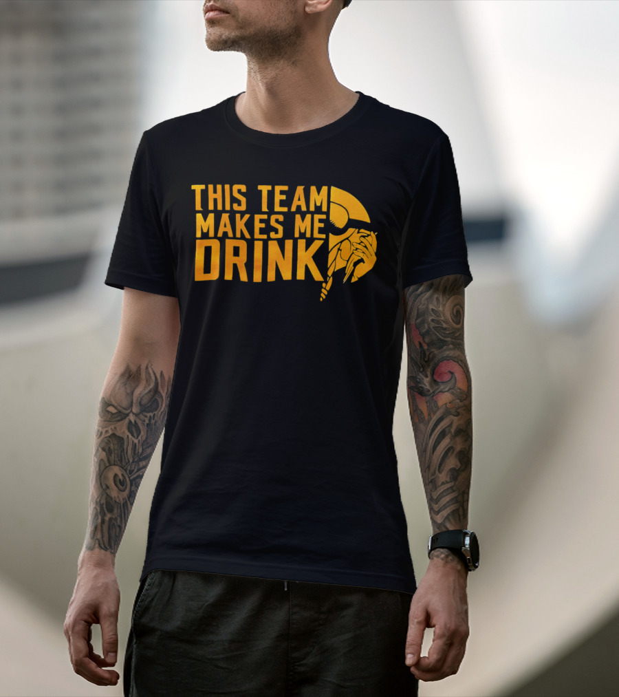 Minnesota Vikings This Team Makes Me Drink Viking Helmet T-Shirt