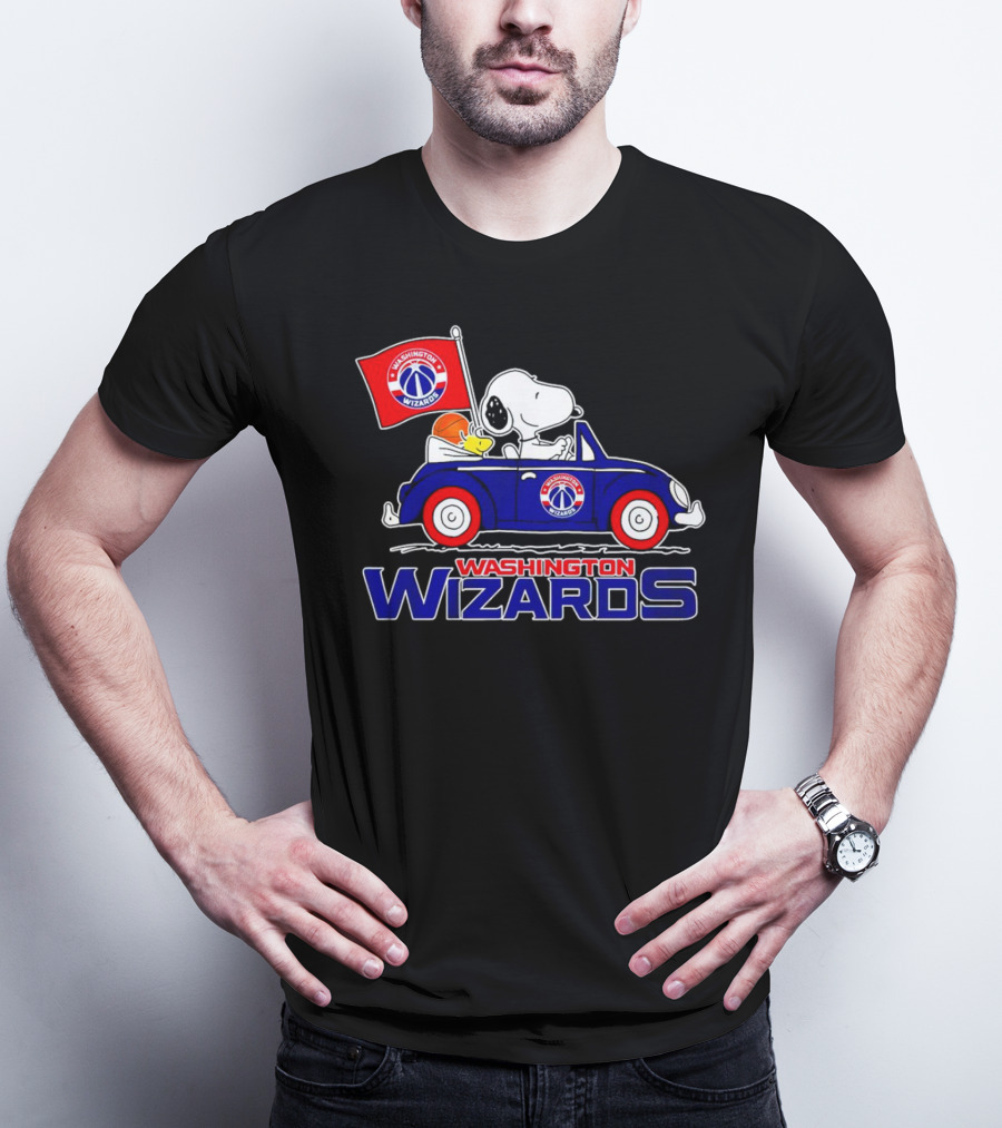 Washington Wizards Snoopy Driving Car With Basketball T-Shirt