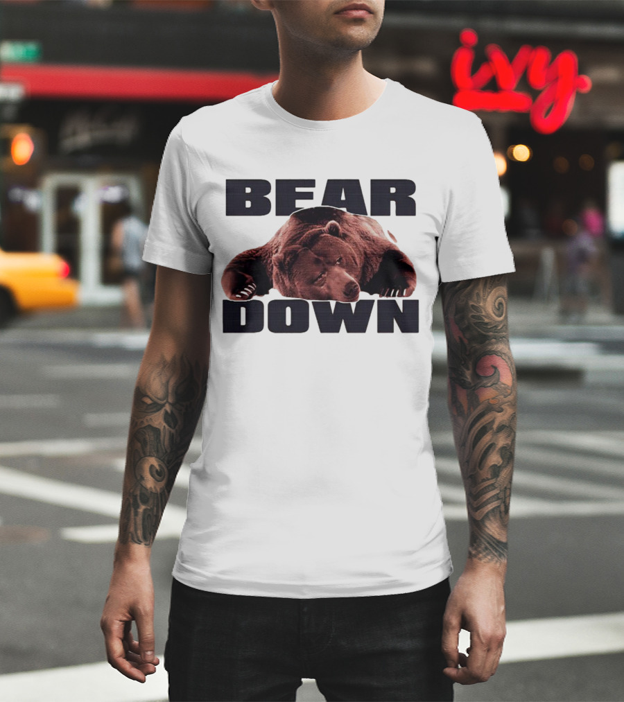 Bear Down Lazy Bear Image T-Shirt