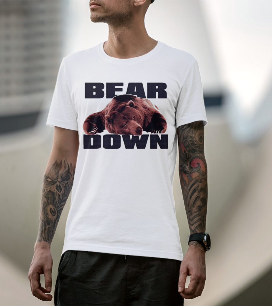Bear Down Lazy Bear Image T-Shirt