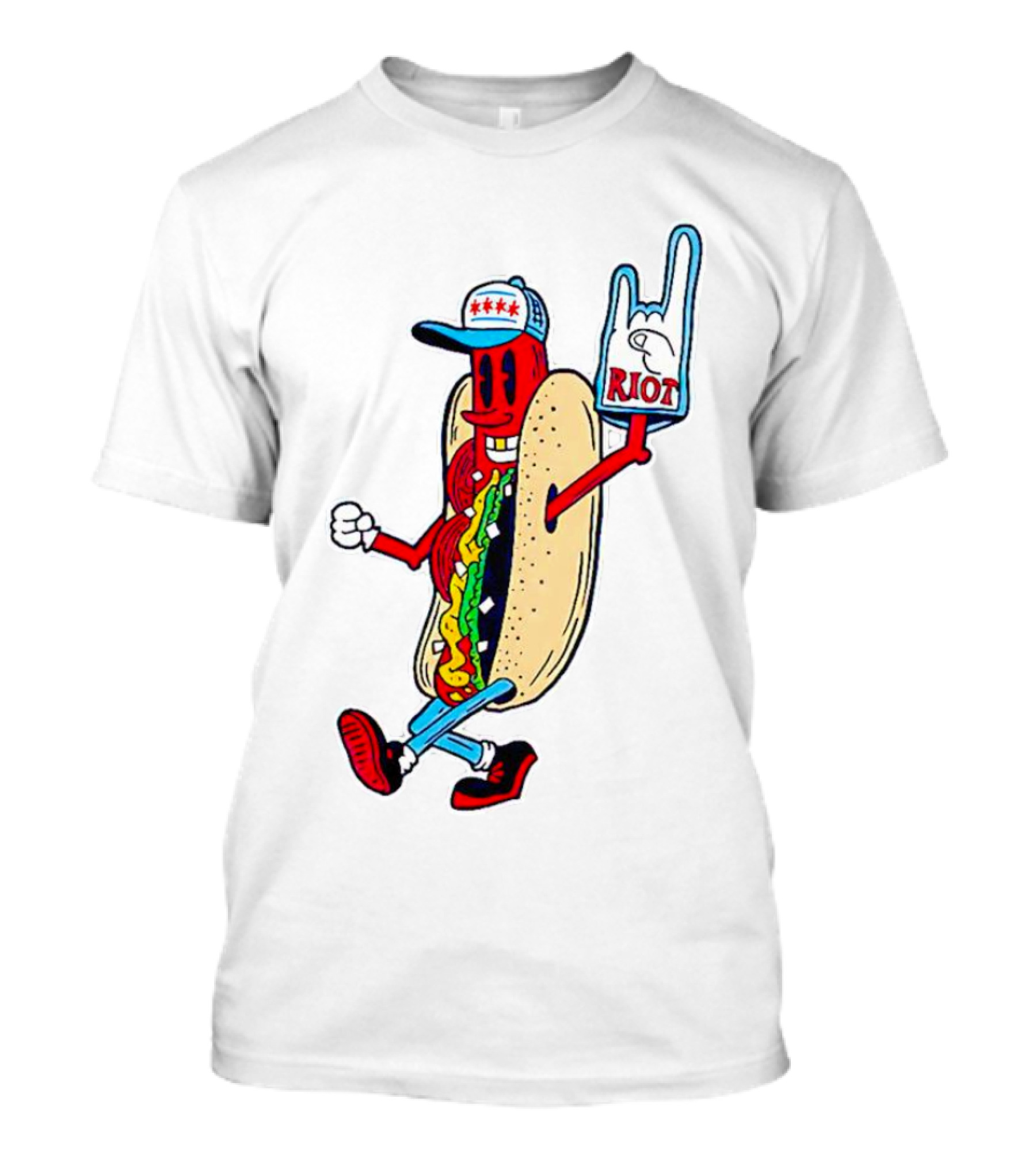 Hotdog Riot Fest Rock On Sausage Icon With Foam Hand T-Shirt