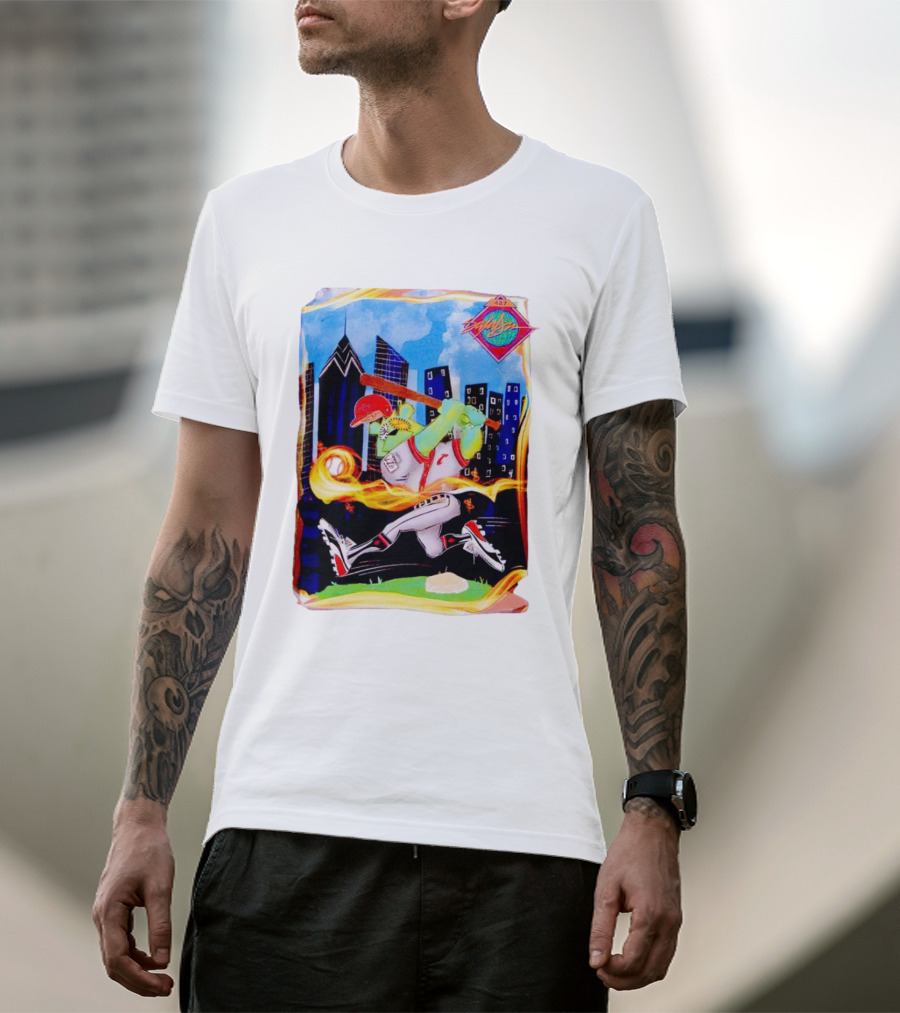 King Saladeen Baseball Caricature With Philadelphia Skyline And Color Splash T-Shirt