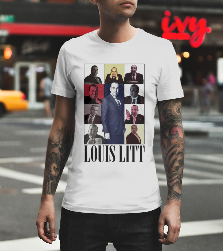 LOUIS LITT COLLAGE CHARACTERS MULTIPLE EXPRESSIONS SUITS SERIES T-Shirt