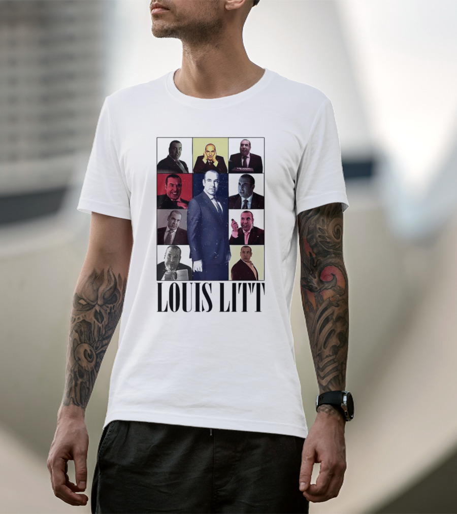 LOUIS LITT COLLAGE CHARACTERS MULTIPLE EXPRESSIONS SUITS SERIES T-Shirt