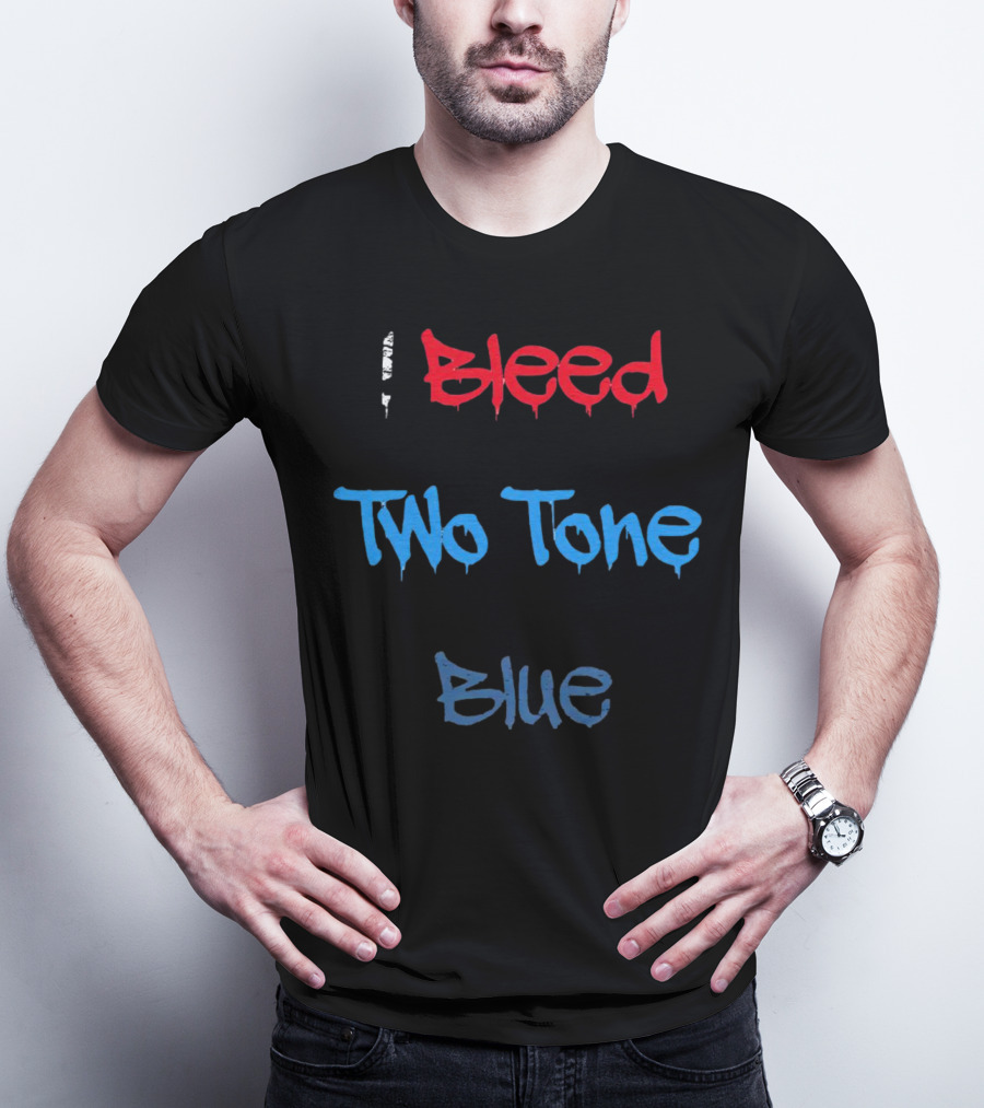 I Bleed Two Tone Blue Dripping Graffiti T-Shirt