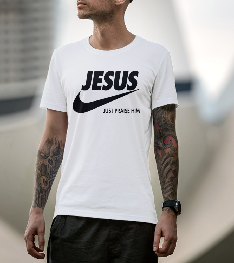 Jesus Just Praise Him Swoosh T-Shirt