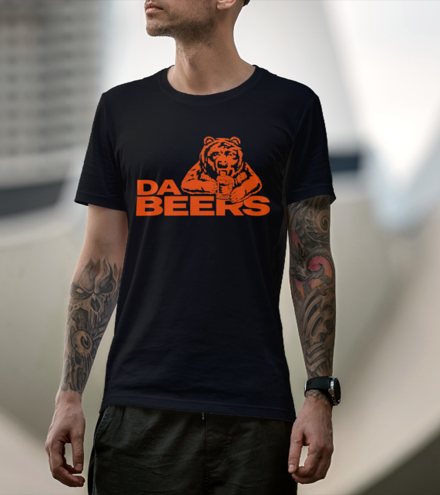 Da Beers Chicago Bears Football Beer Drinking Bear T-Shirt