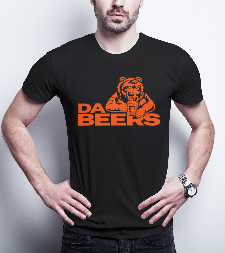 Da Beers Chicago Bears Football Beer Drinking Bear T-Shirt