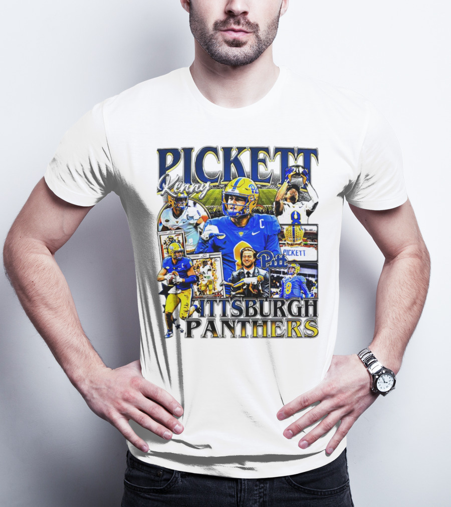 Kenny Pickett Pittsburgh Panthers Football Quarterback Action Collage T-Shirt