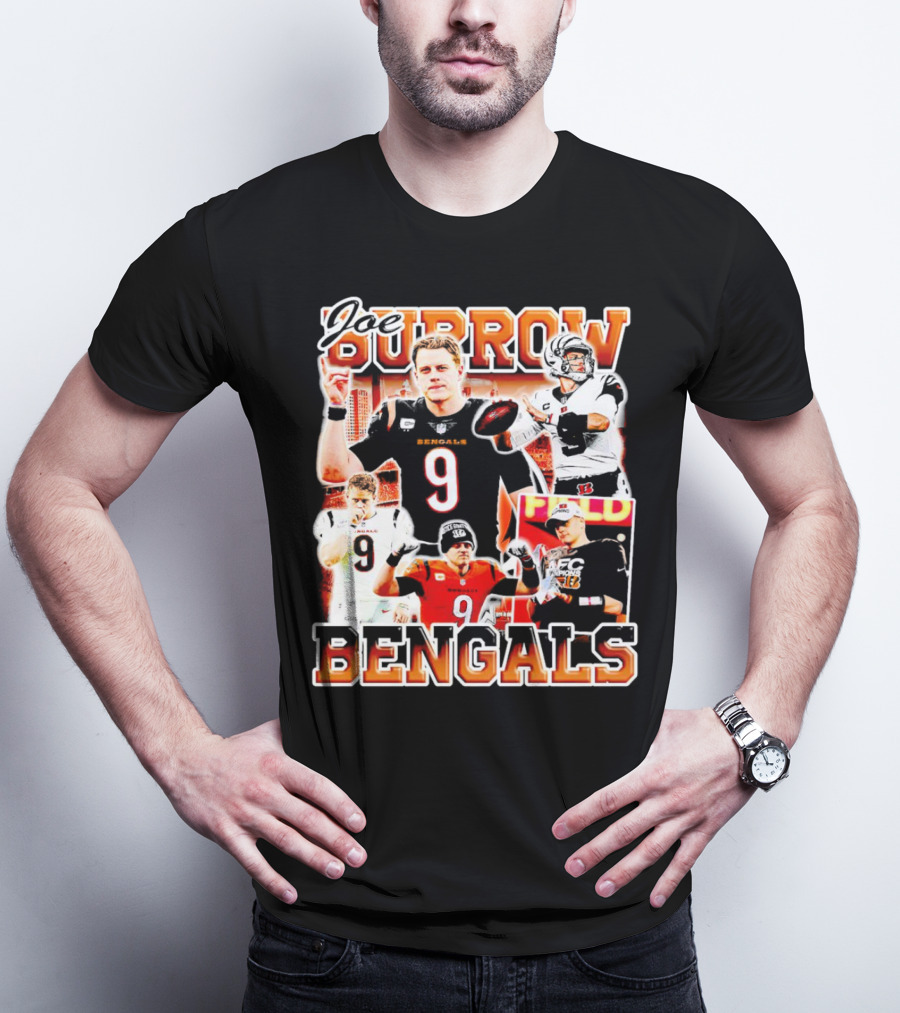 Joe Burrow Bengals Legends Number 9 Quarterback Cincinnati NFL Stars T-Shirt