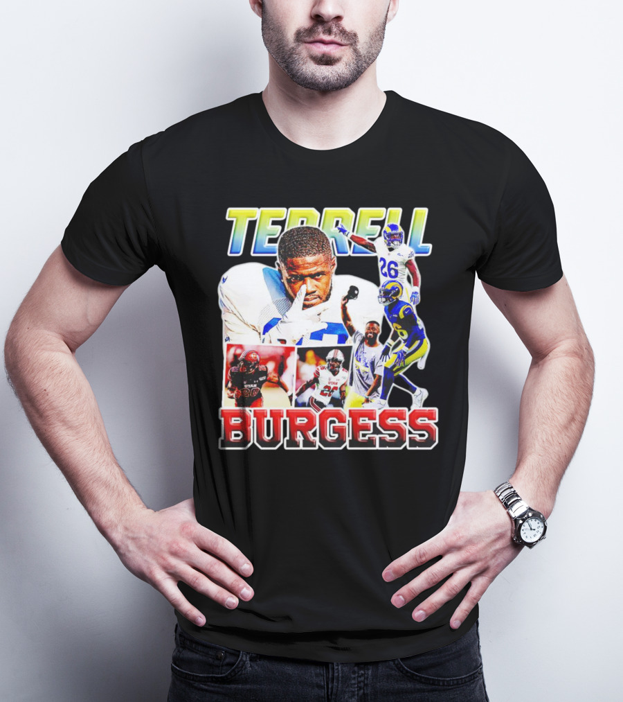 Terrell Burgess Los Angeles Rams Football Collage T-Shirt