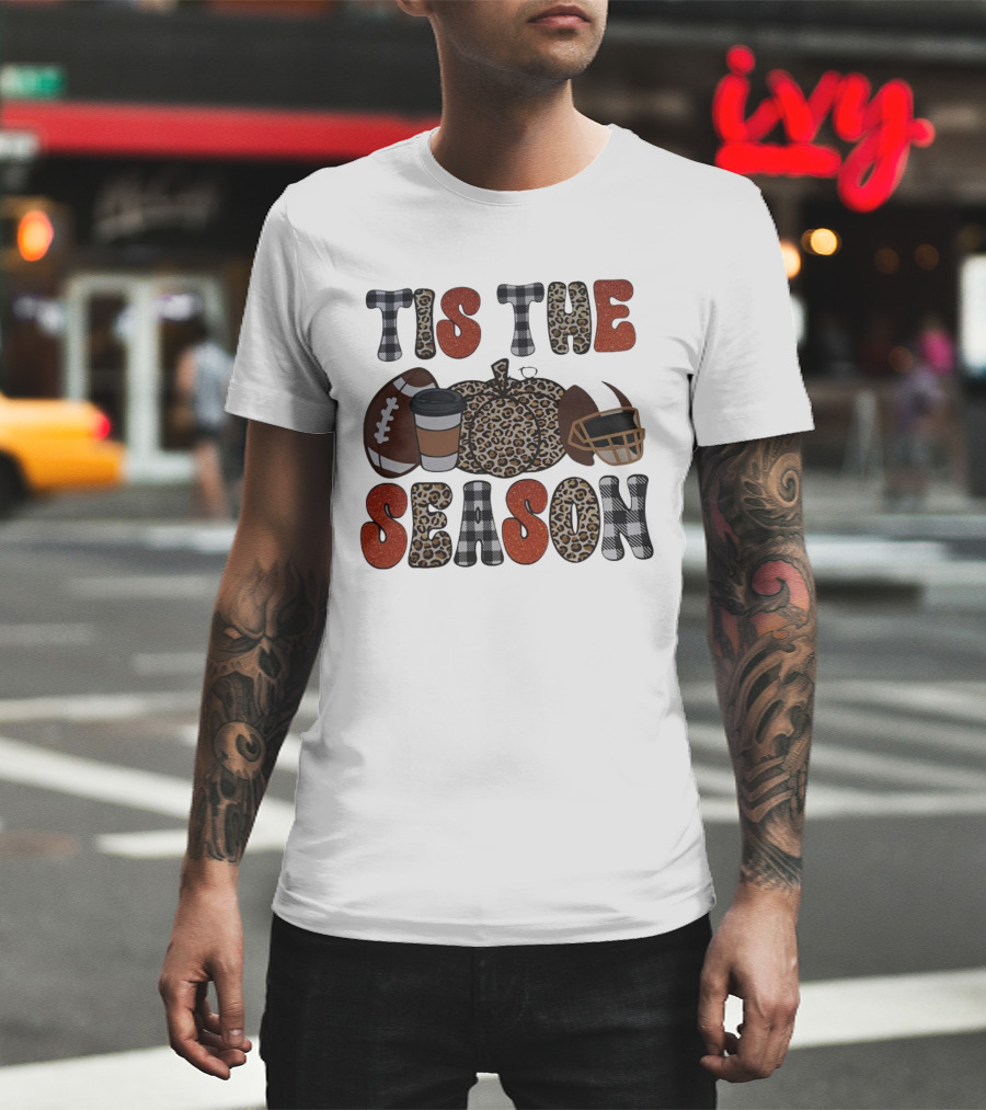 Tis The Season Football Pumpkin Coffee Helmet T-Shirt