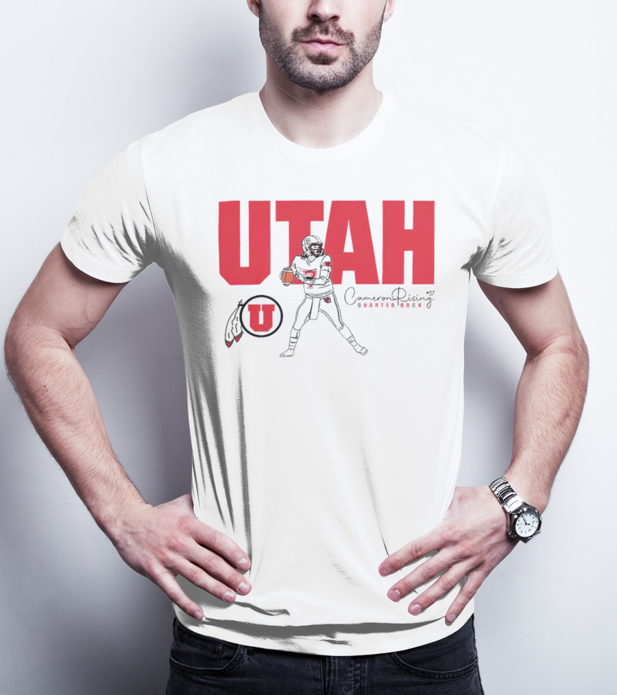 Utah Utes #7 Cameron Rising Quarterback Caricature T-Shirt
