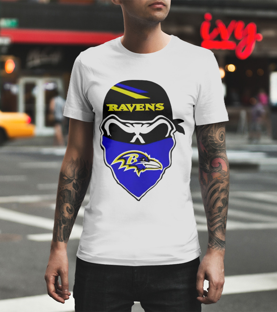 Ravens Skull Bandana Logo Baltimore Ravens T-Shirt