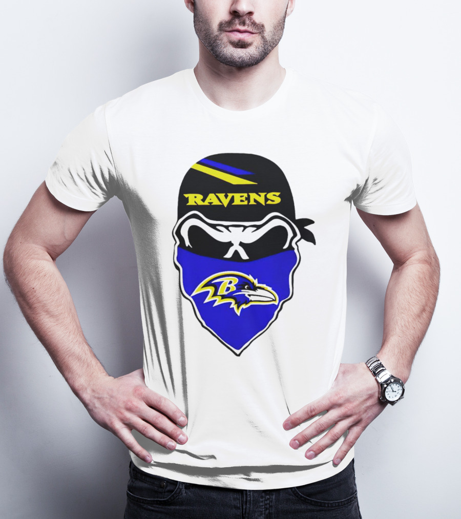 Ravens Skull Bandana Logo Baltimore Ravens T-Shirt