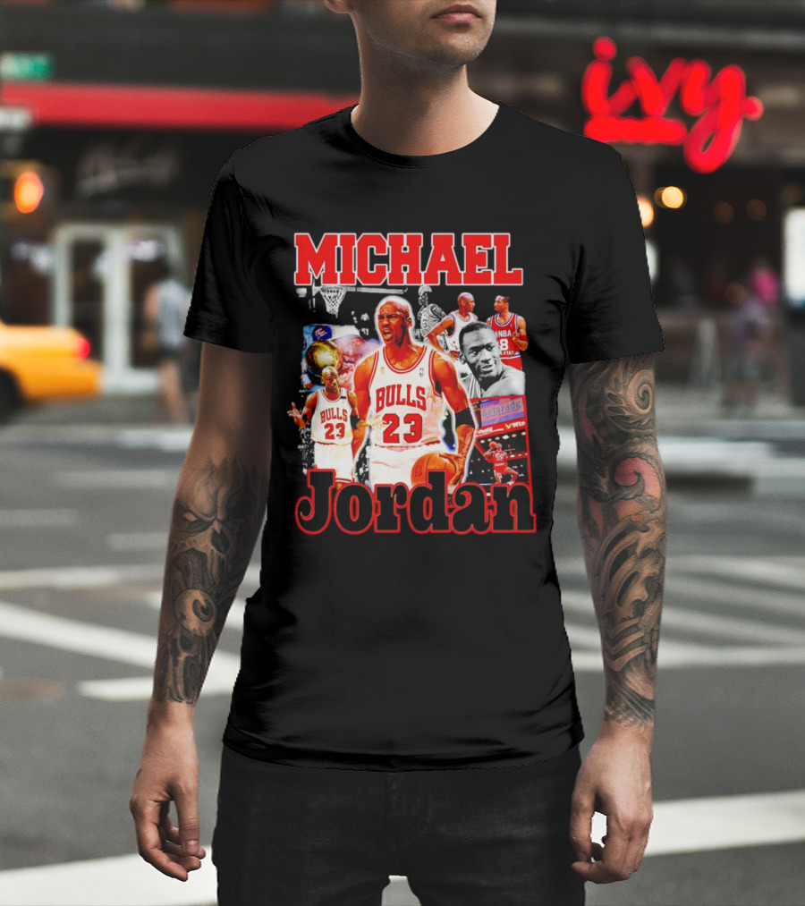 Michael Jordan Bulls 23 Basketball Legend Collage T-Shirt