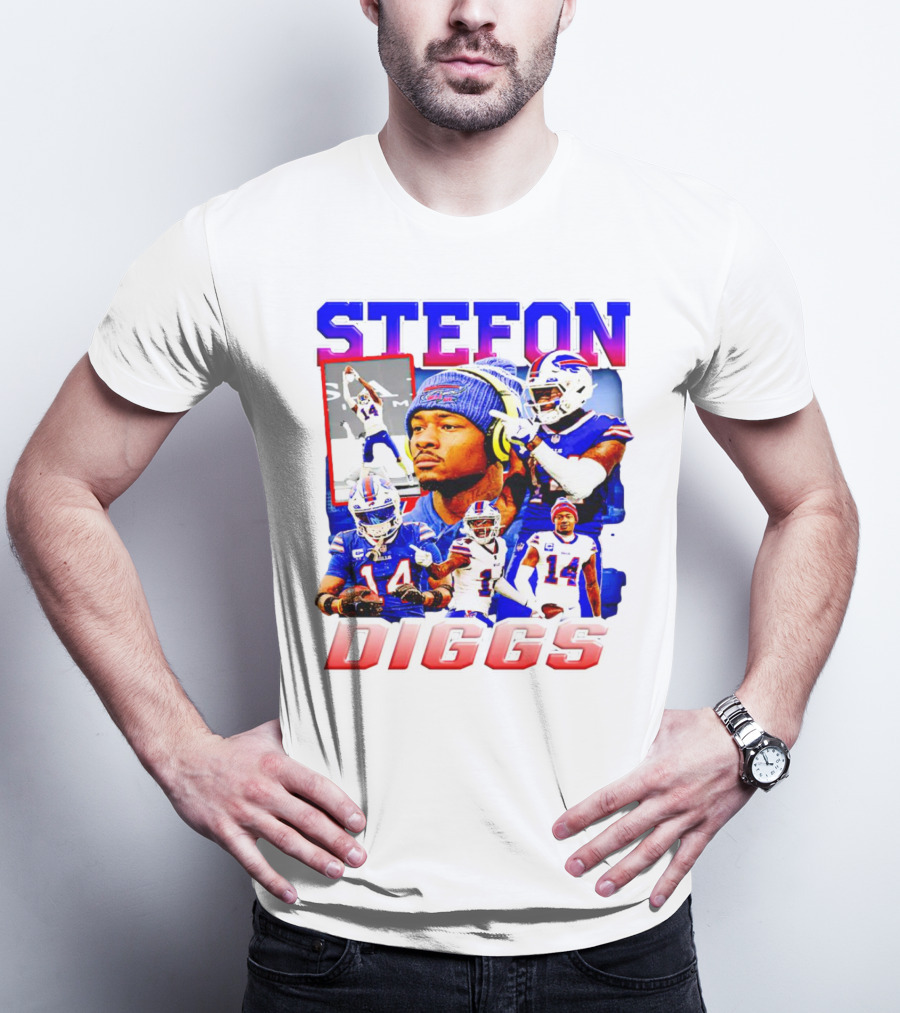 Stefon Diggs Buffalo Bills Football NFL Player Collage In Action T-Shirt