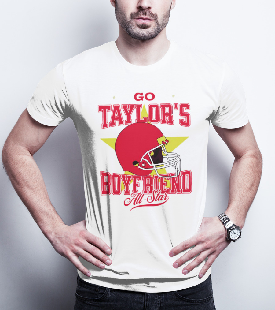 Go Taylor's Boyfriend All-Star Red Helmet Kansas City Chiefs T-Shirt