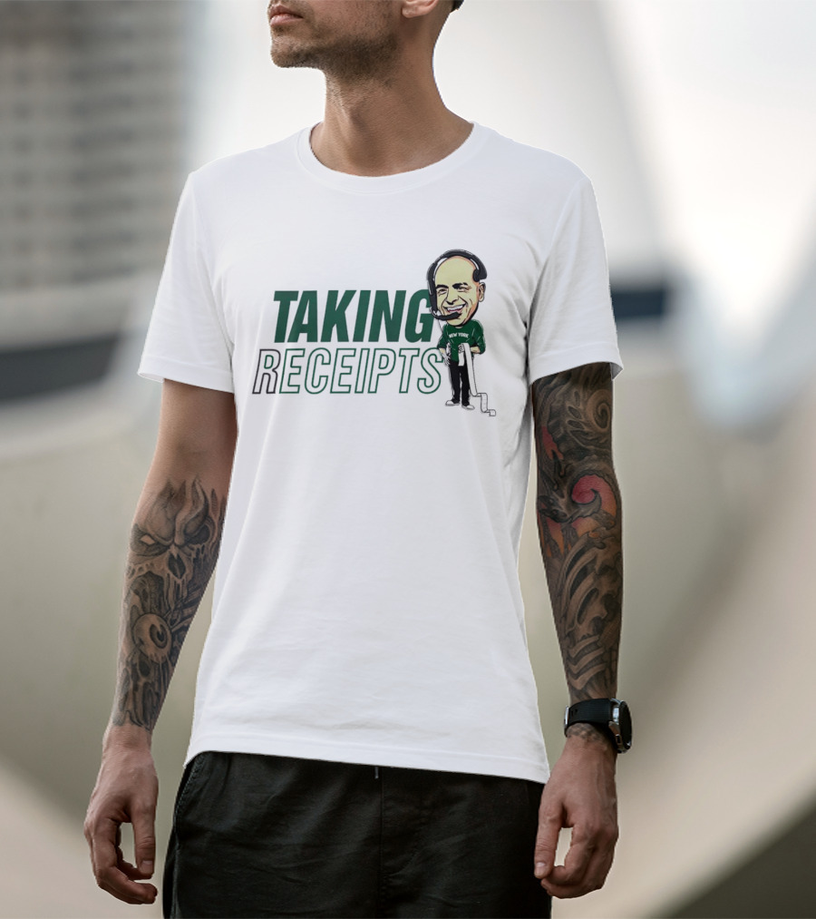 Robert Saleh New York Jets Taking Receipts Character T-Shirt