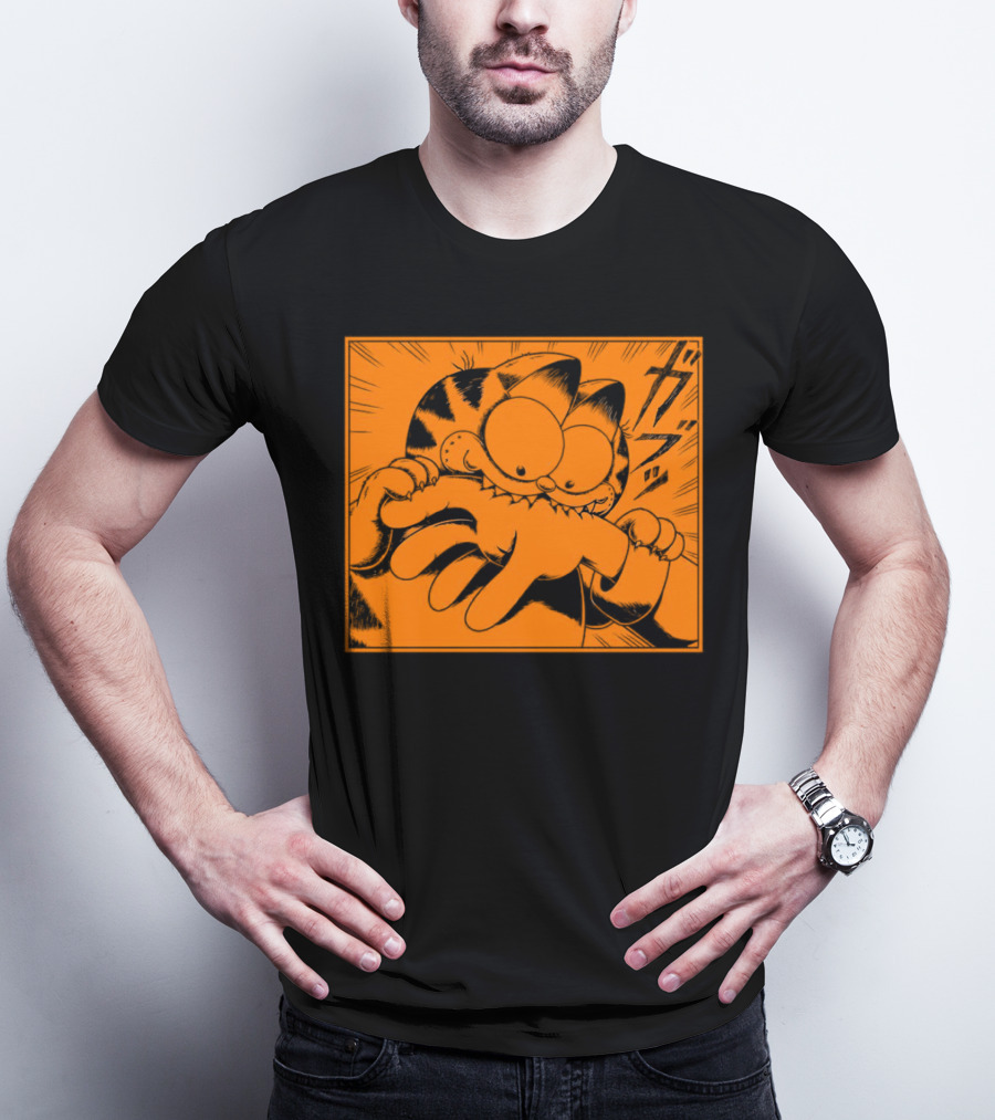 Garfield Manga Style Bite Hand Comic Panel T-Shirt