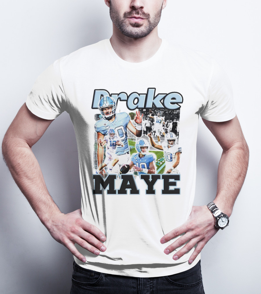 Drake Maye North Carolina Tar Heels Football Quarterback Action Collage T-Shirt