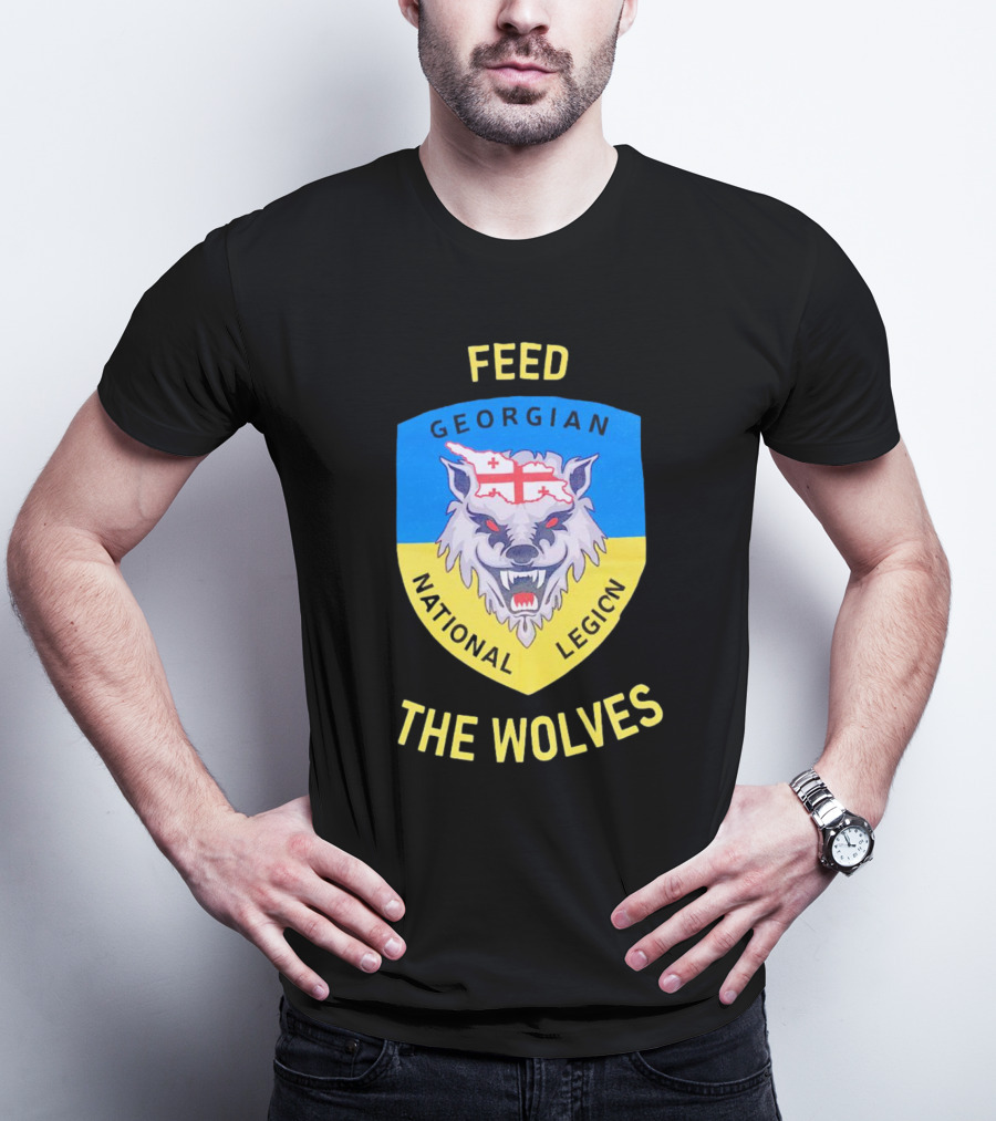 Feed The Wolves Georgian National Legion Wolf Badge With Flag Elements T-Shirt