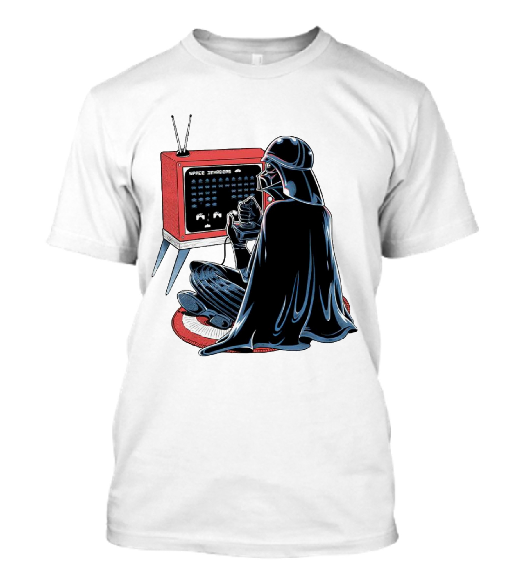 Nostalgic Darth Vader Playing Space Invaders On Retro TV T-Shirt