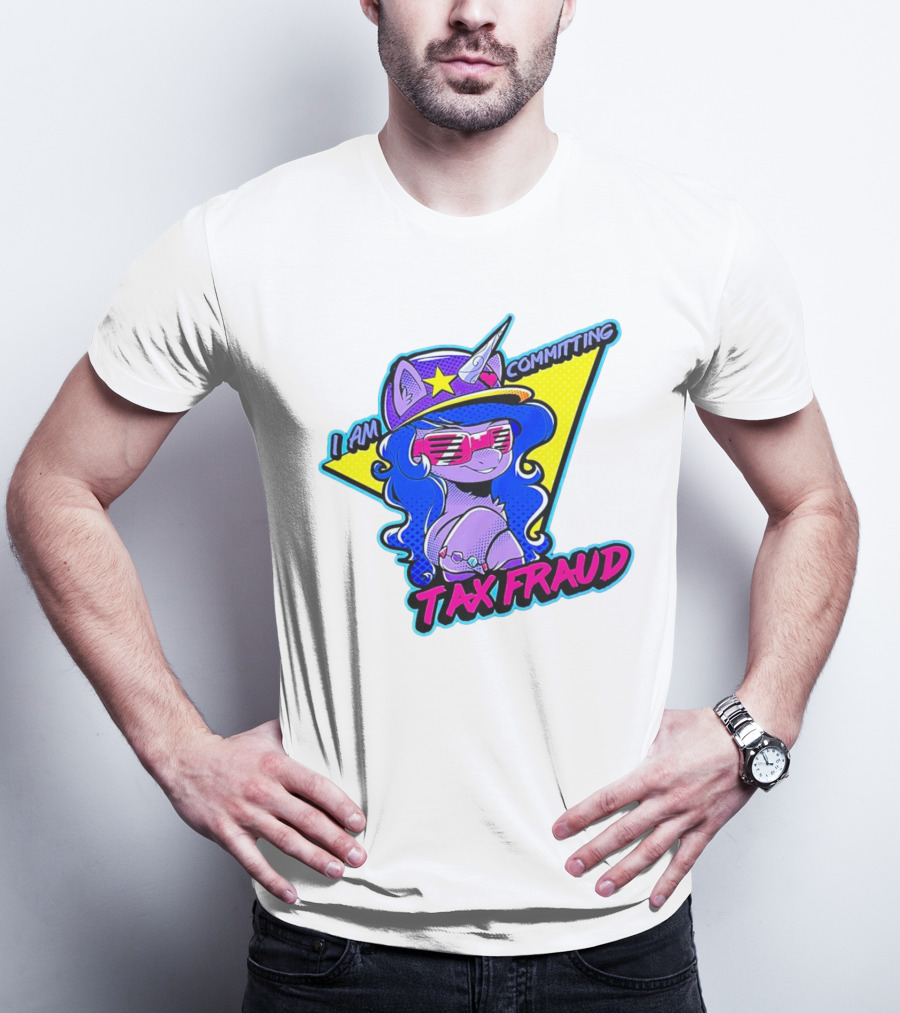 I Am Committing Tax Fraud Unicorn With Sunglasses And Hat T-Shirt