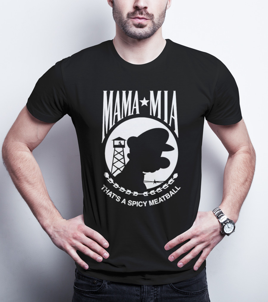 MAMA MIA THAT'S A SPICY MEATBALL Mario Silhouette Prison Tower T-Shirt