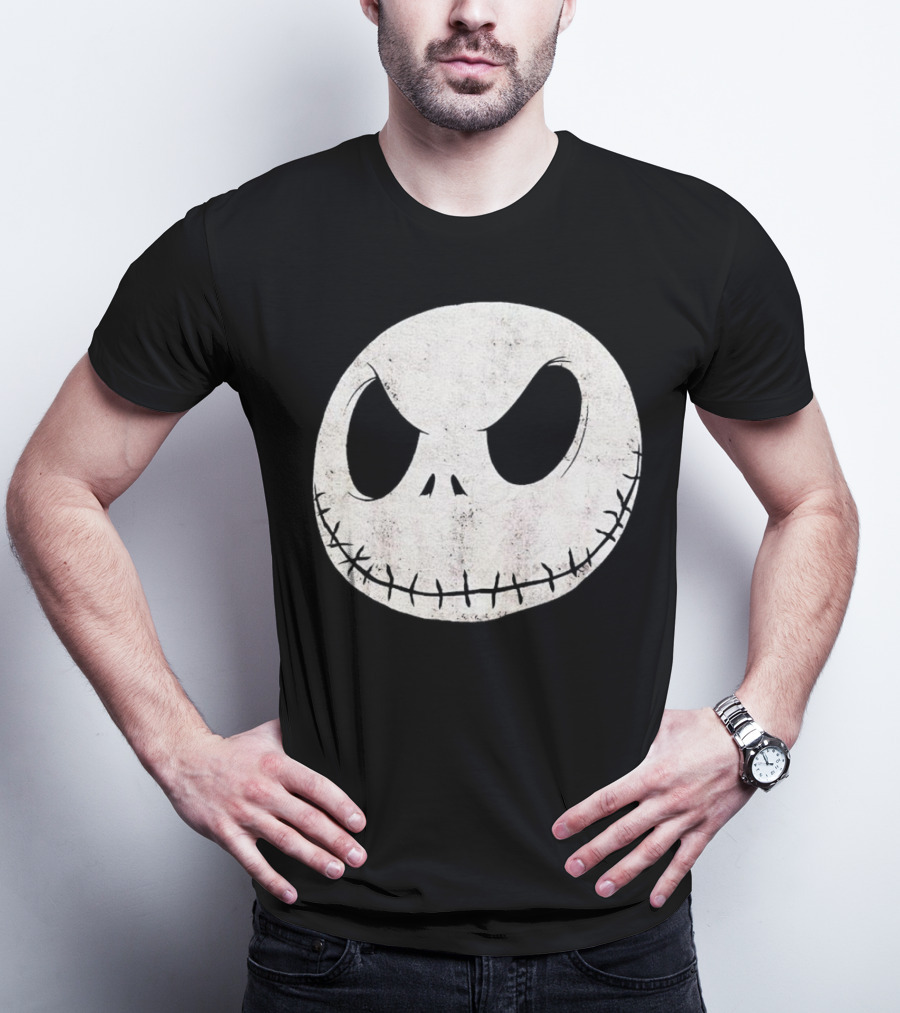 Disney Nightmare Before Christmas Jack Skellington Face Iconic Character T-Shirt