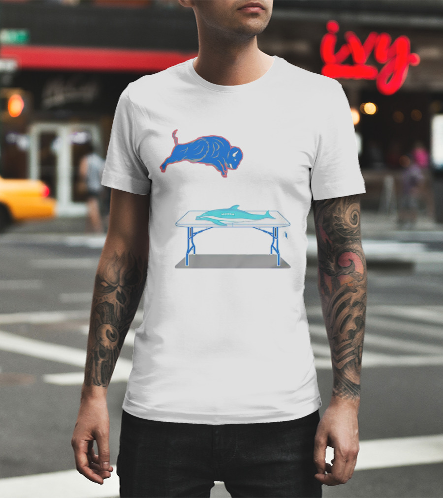 Buffalo Bills Jumping Over Table Miami Dolphins T-Shirt