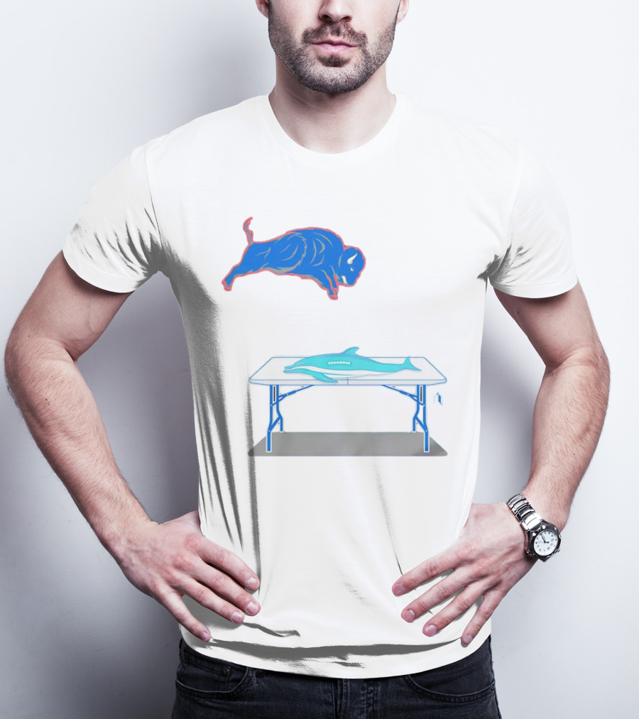 Buffalo Bills Jumping Over Table Miami Dolphins T-Shirt