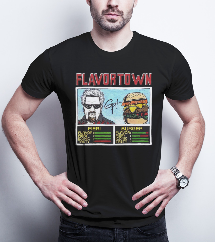 Flavortown Fieri Burger Flavor Fiery Iconic Tasty T-Shirt