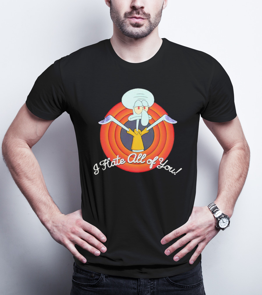 Squidward Tentacles I Hate All Of You Retro Cartoon T-Shirt