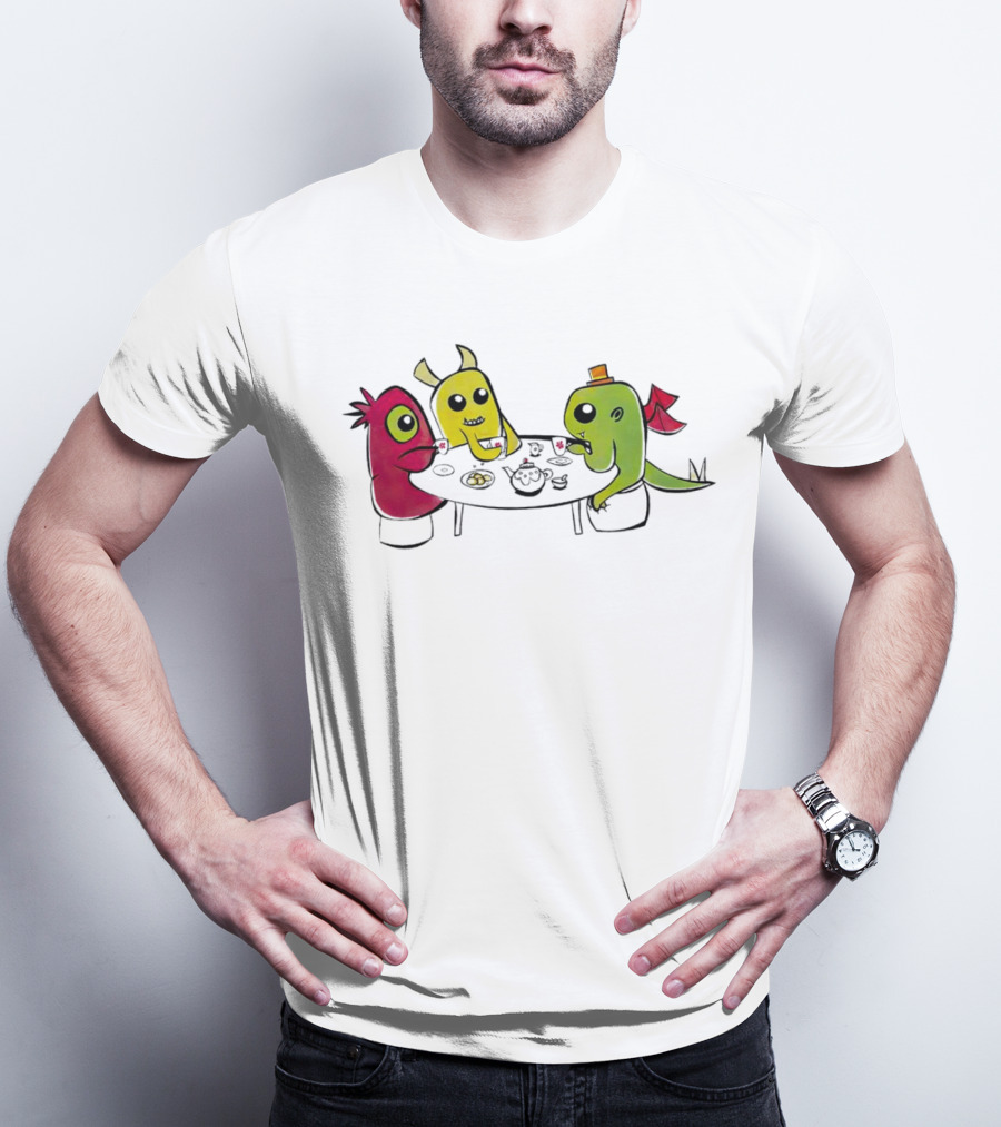Monster Tea Party At Table With Cookies And Teacups T-Shirt