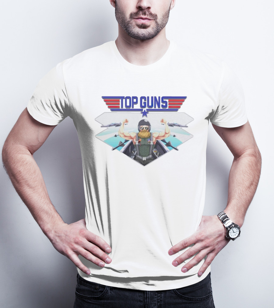 Papaswolio Top Guns Aviator Flex With Jet Background T-Shirt