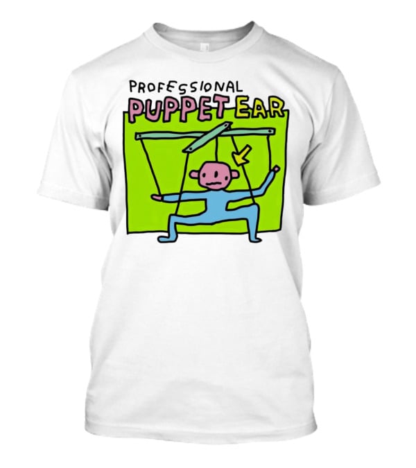 Professional Puppet Ear Illustration Marooned On Vibrant Green Background T-Shirt