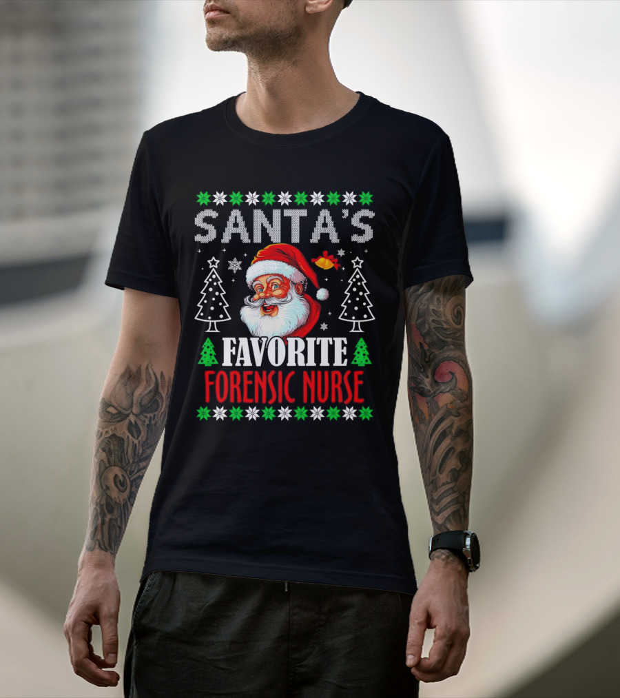 Santa's Favorite Forensic Nurse Christmas Holiday T-Shirt