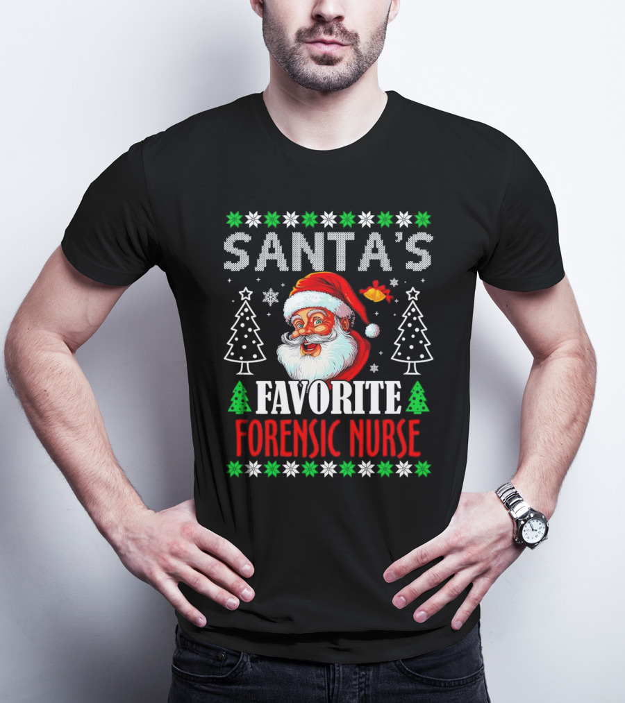 Santa's Favorite Forensic Nurse Christmas Holiday T-Shirt