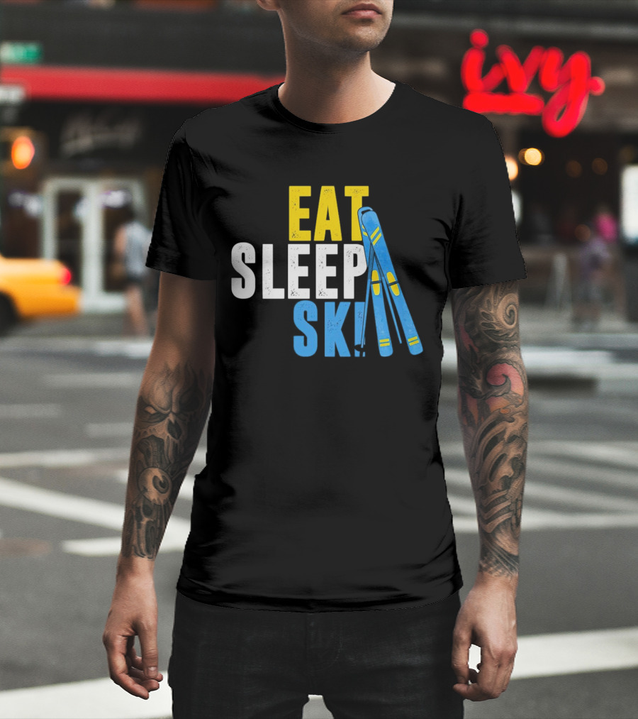 Eat Sleep Ski Skiing Ski Poles T-Shirt