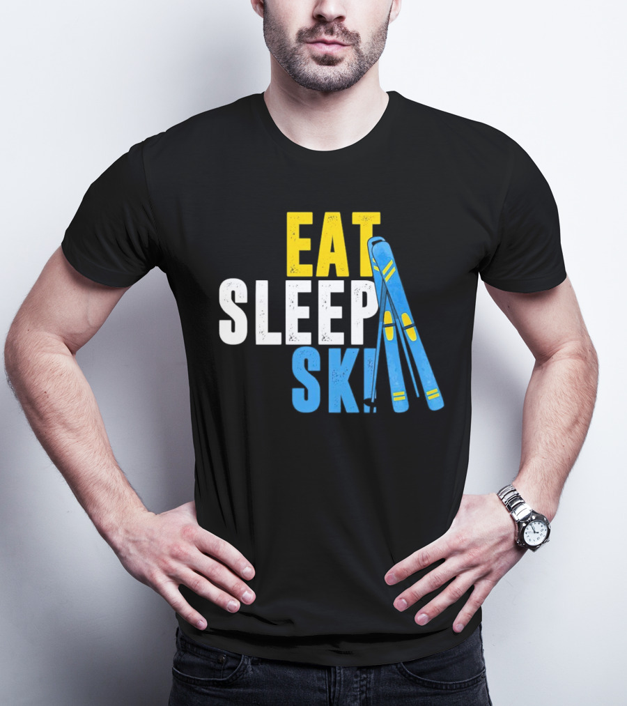Eat Sleep Ski Skiing Ski Poles T-Shirt
