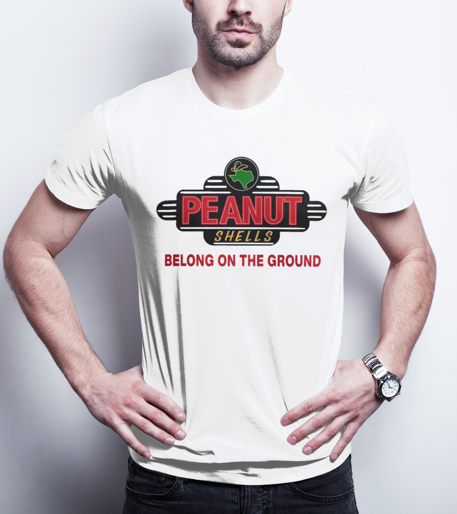 Peanut Shells Belong On The Ground With Dinosaur T-Shirt