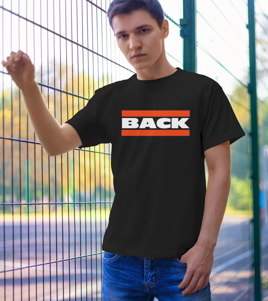 Chicago Bears Back Bold Text With Orange Stripes T-Shirt