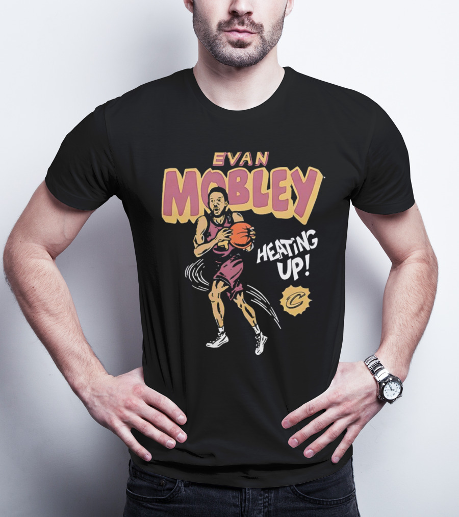 Evan Mobley Heating Up Cleveland Cavaliers Cartoon Basketball Player T-Shirt